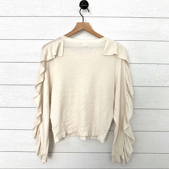 Leith | Sweaters | Leith Nordstrom Ivory Ruffle Sleeve Sweater | Poshmark